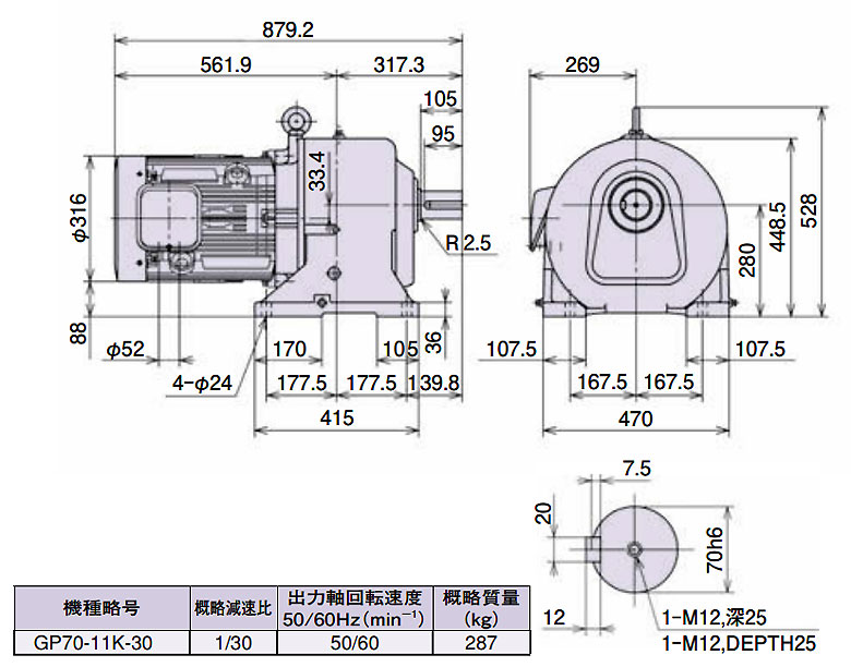 GP70-11K-30 日立産機 三相 ギヤードモータ